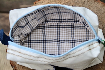 Filzschnitt - Segeltuch Kulturtasche groß mit Boot und Innentaschen